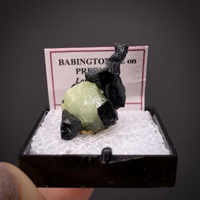 Babingtonite on Prehnite - FTN22-84 - Lane's Quarry - USA Mineral Specimen