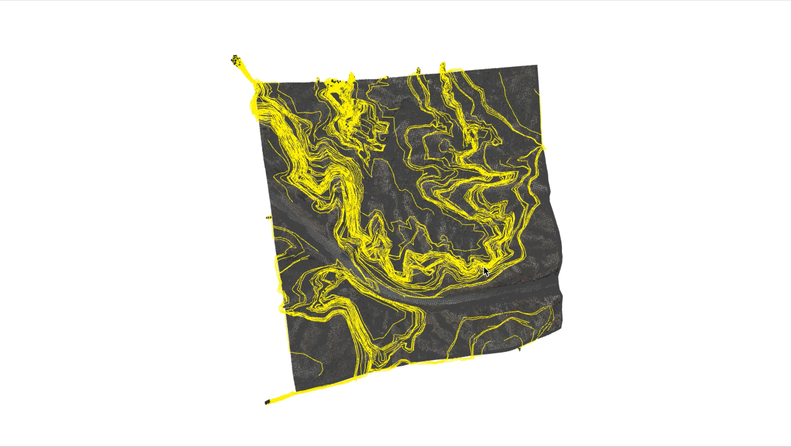 yellow paths over a 3d mesh on Vimeo