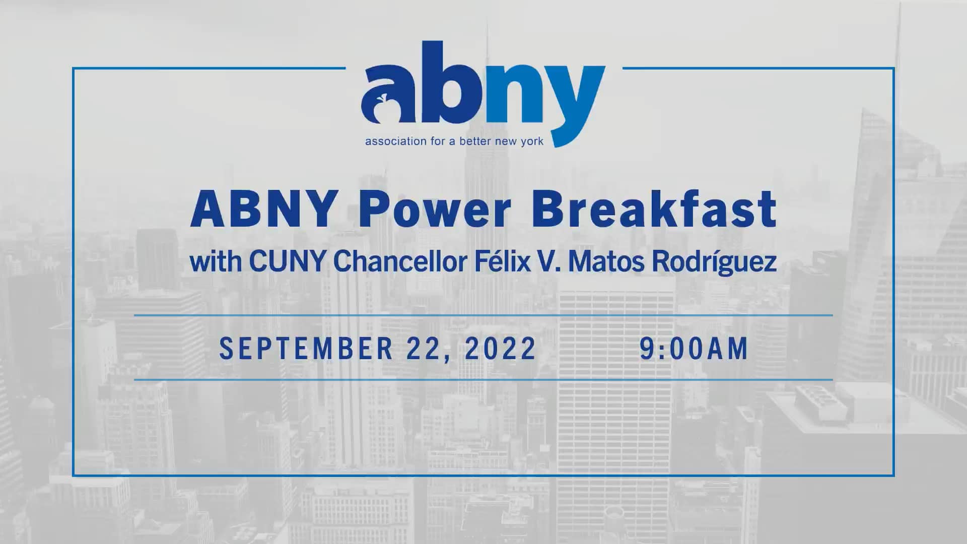 ABNY Power Breakfast with Chancellor Félix V. Matos Rodríguez on Vimeo