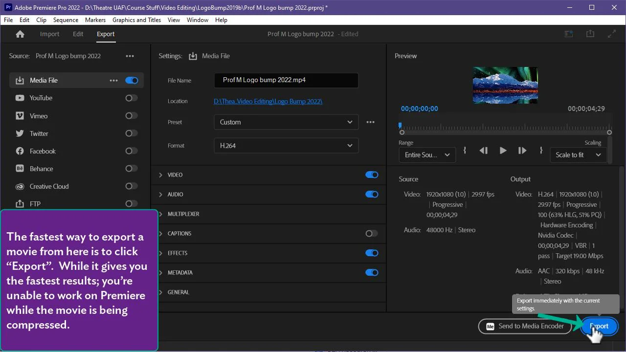 Exporting 2022 on Vimeo