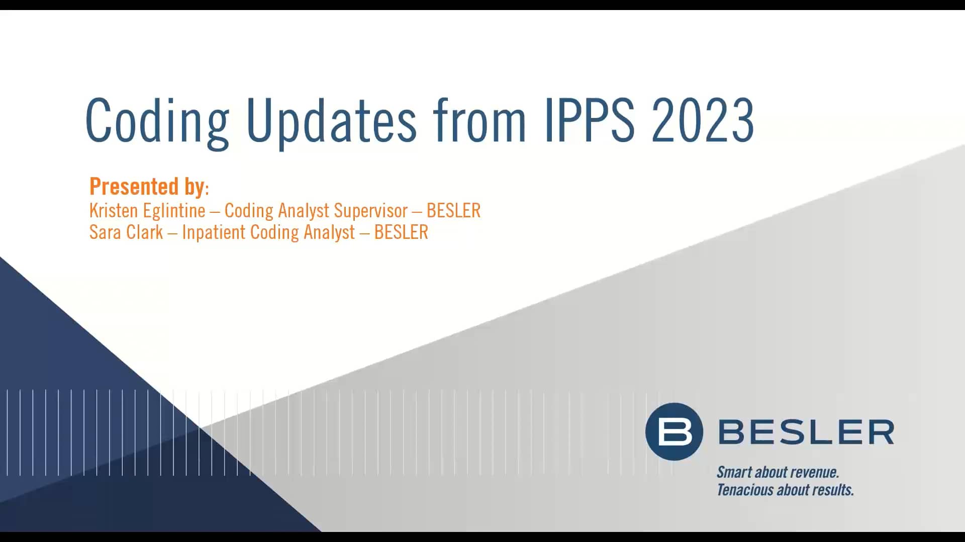 BESLER Webinar: Coding Updates from IPPS 2023 on Vimeo