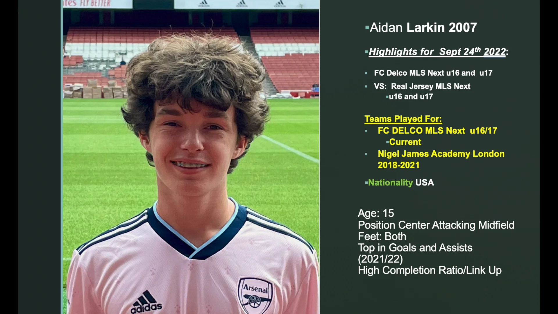 Aidan Larkin Highlights FC Delco MLS Next u16 and u17 vs Real Jersey ...