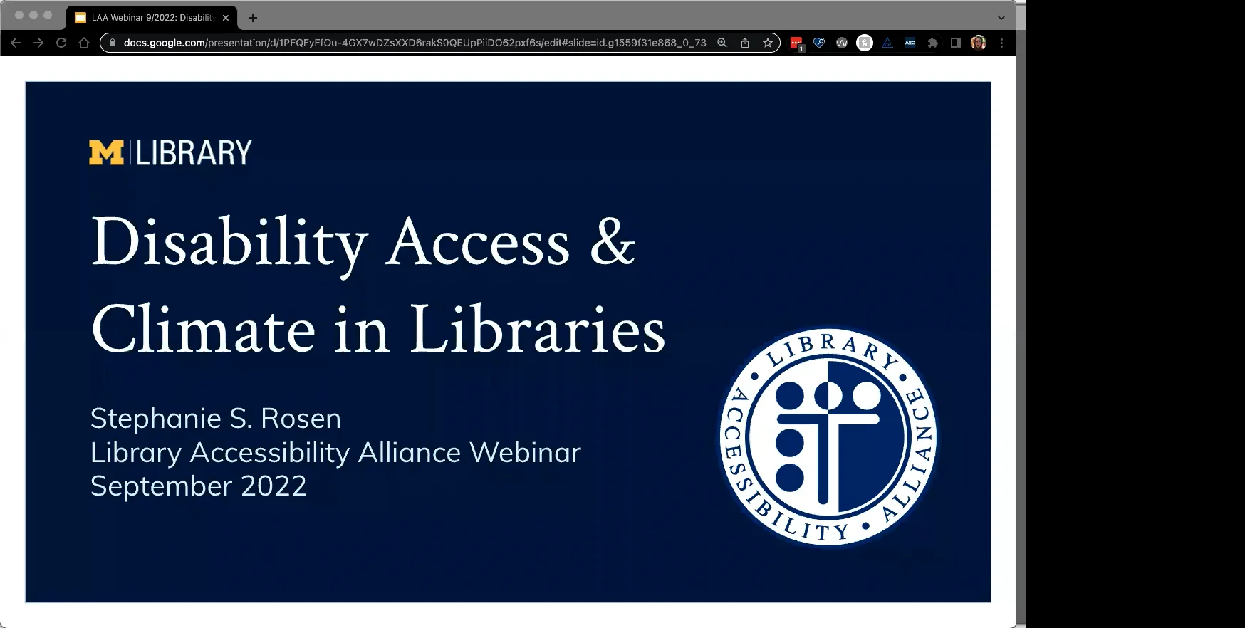 Library Accessibility Alliance webinar Disability Access and Climate in ...