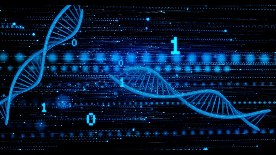 Animation Of Dna Strands Over Data Processing Video From Pikwizard 