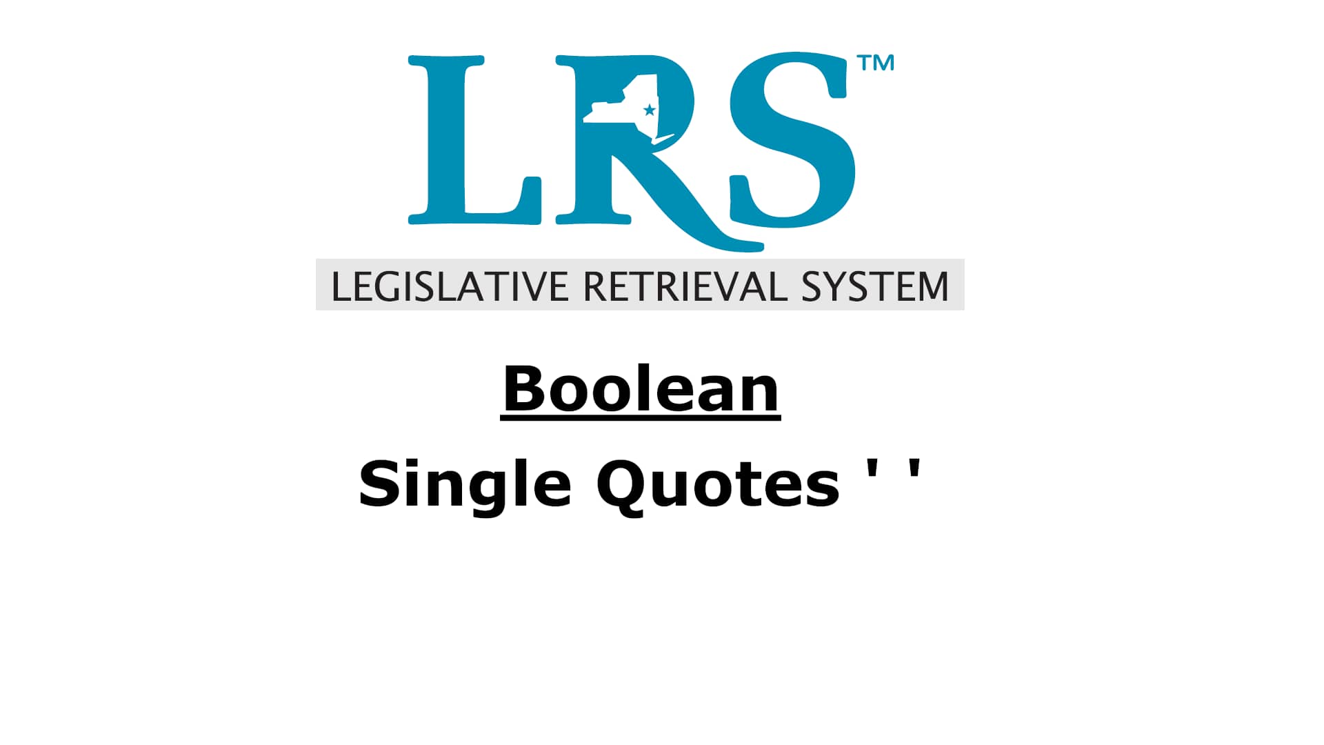 LRS - Boolean Operators - Single Quotes on Vimeo