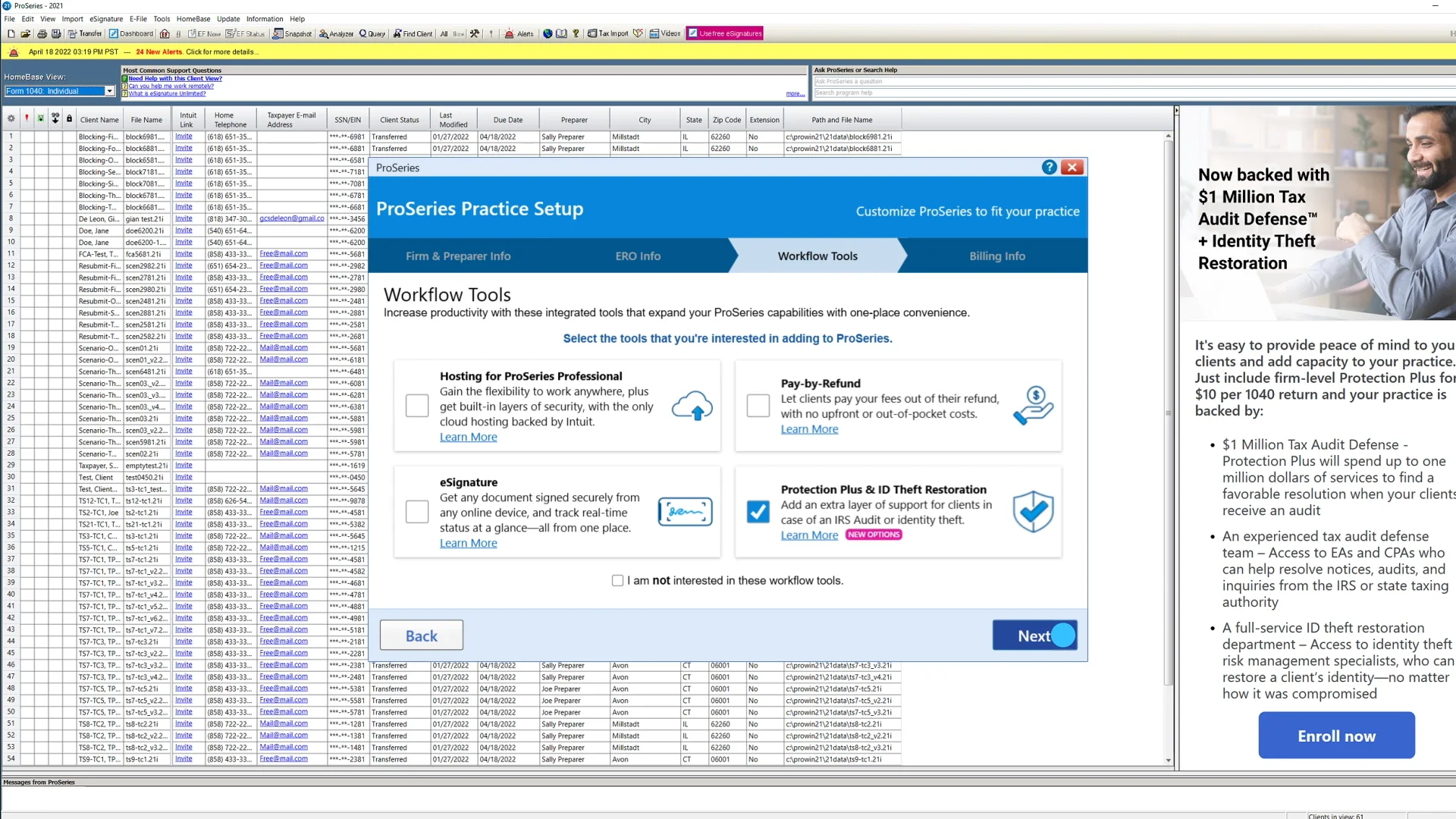 Intuit - ProSeries - Enrolling in Protection Plus