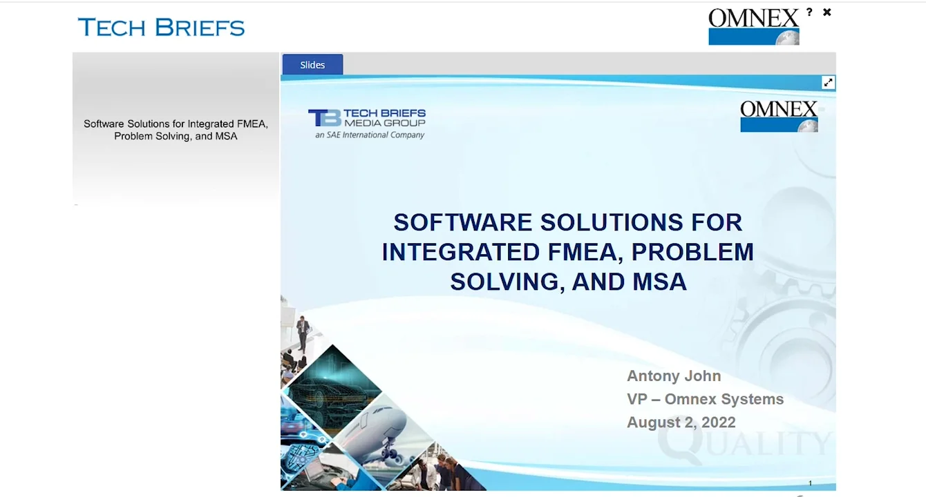 SAE Webinar:Software Solutions for Integrated FMEA_ Problem Solving_ and MSA