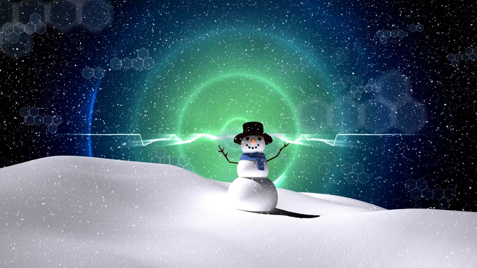 Animation of falling snow over snowman and winter scenery Video from ...
