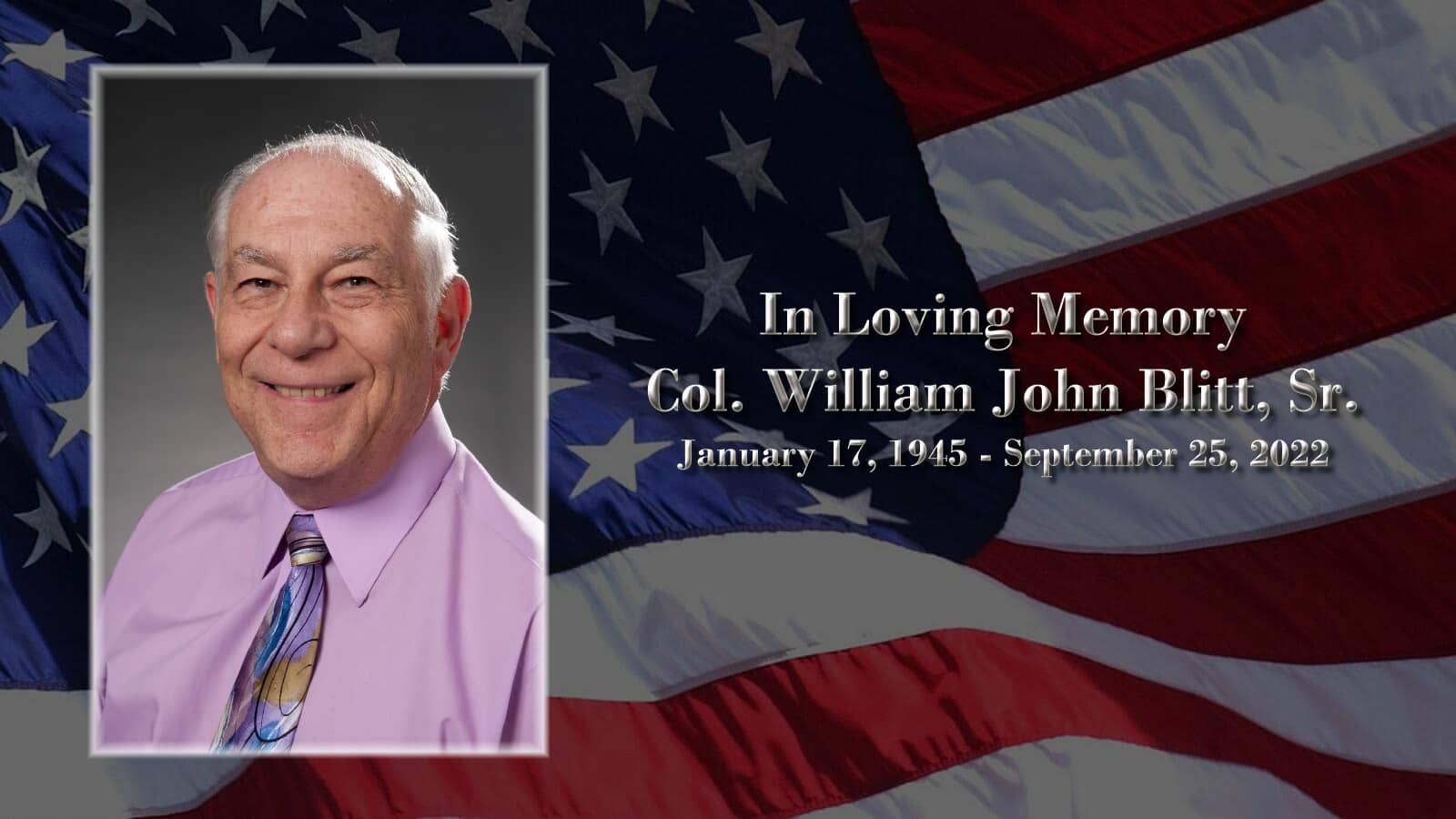 Col. William John Blitt, Sr on Vimeo