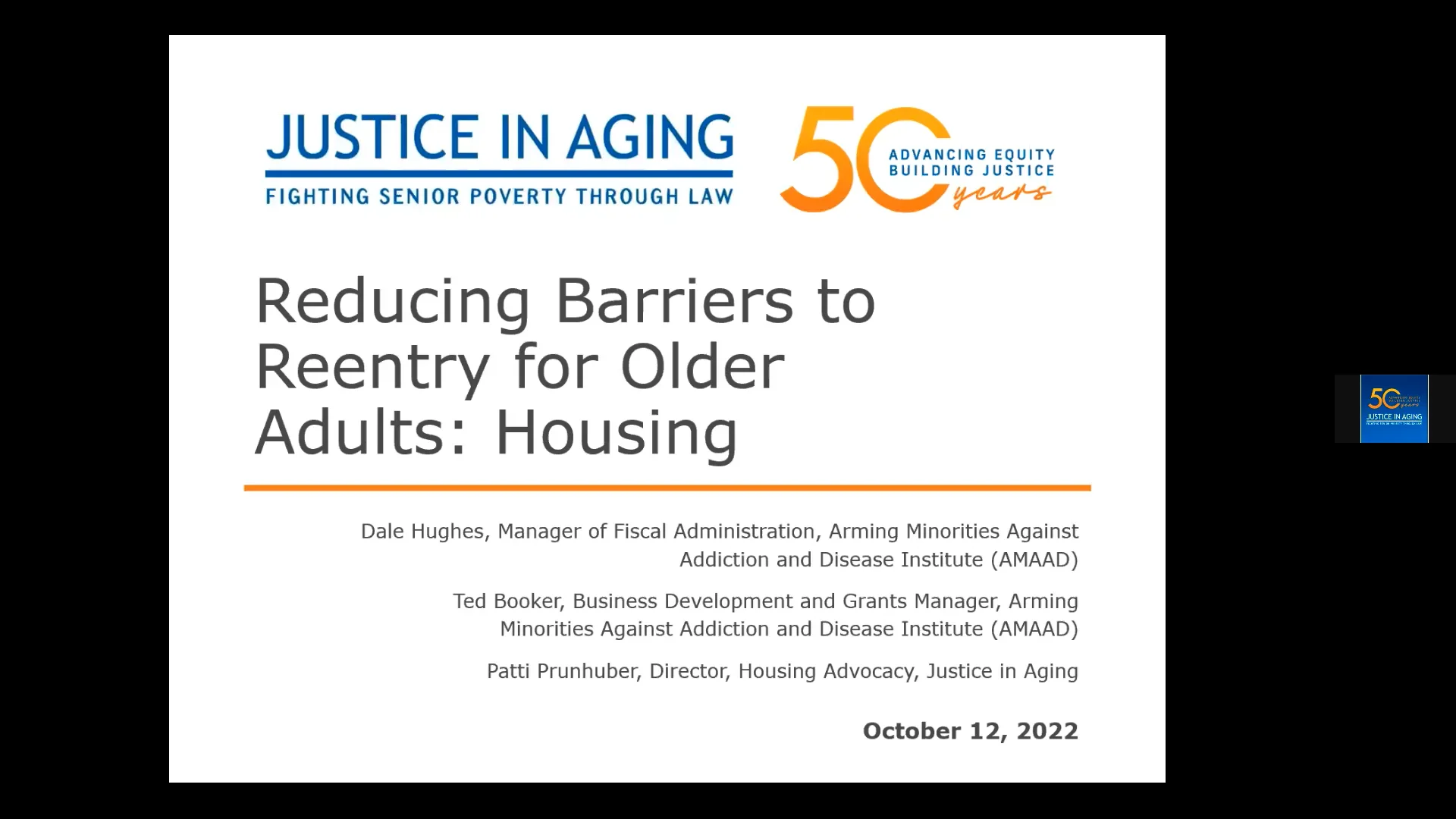 Free Webinar: Reducing Barriers to Reentry for Older Adults: Housing