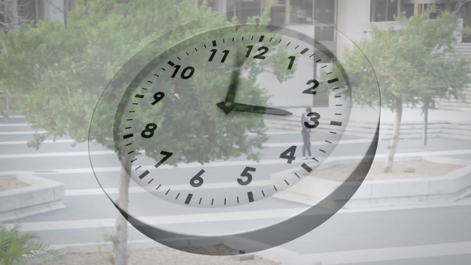 Animation of solar system planets and space over field and clock ...