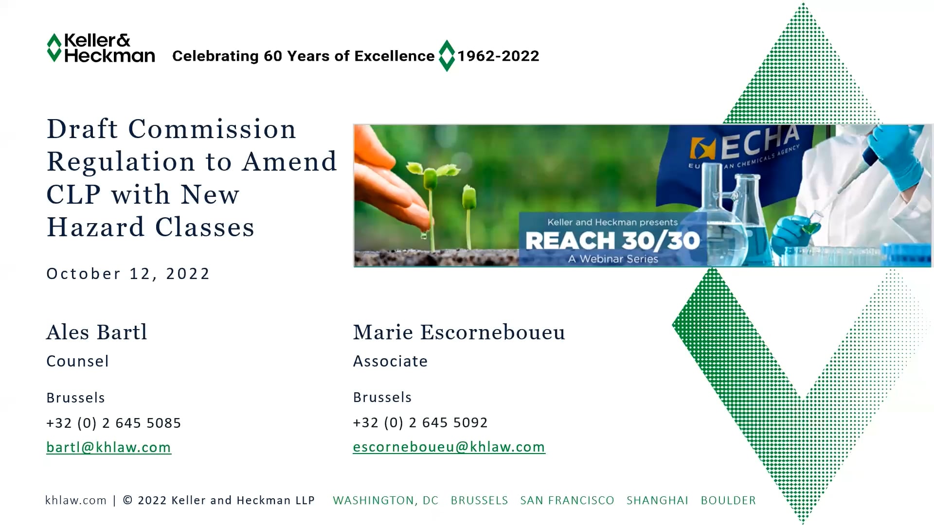 October 2022 REACH 30/30: Draft Commission Regulation to Amend CLP with ...