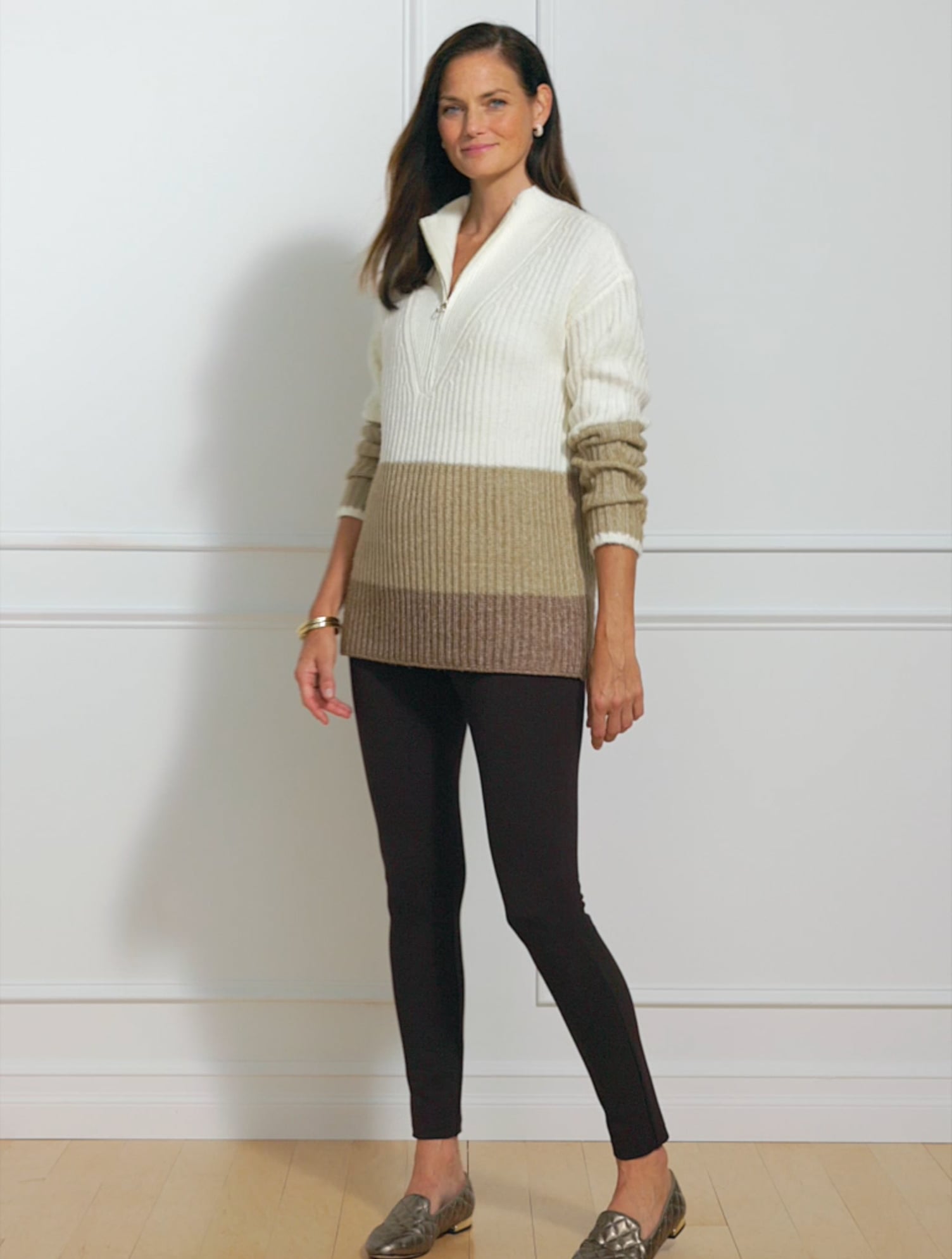 Blocked Stripe Half Zip Pullover | Talbots