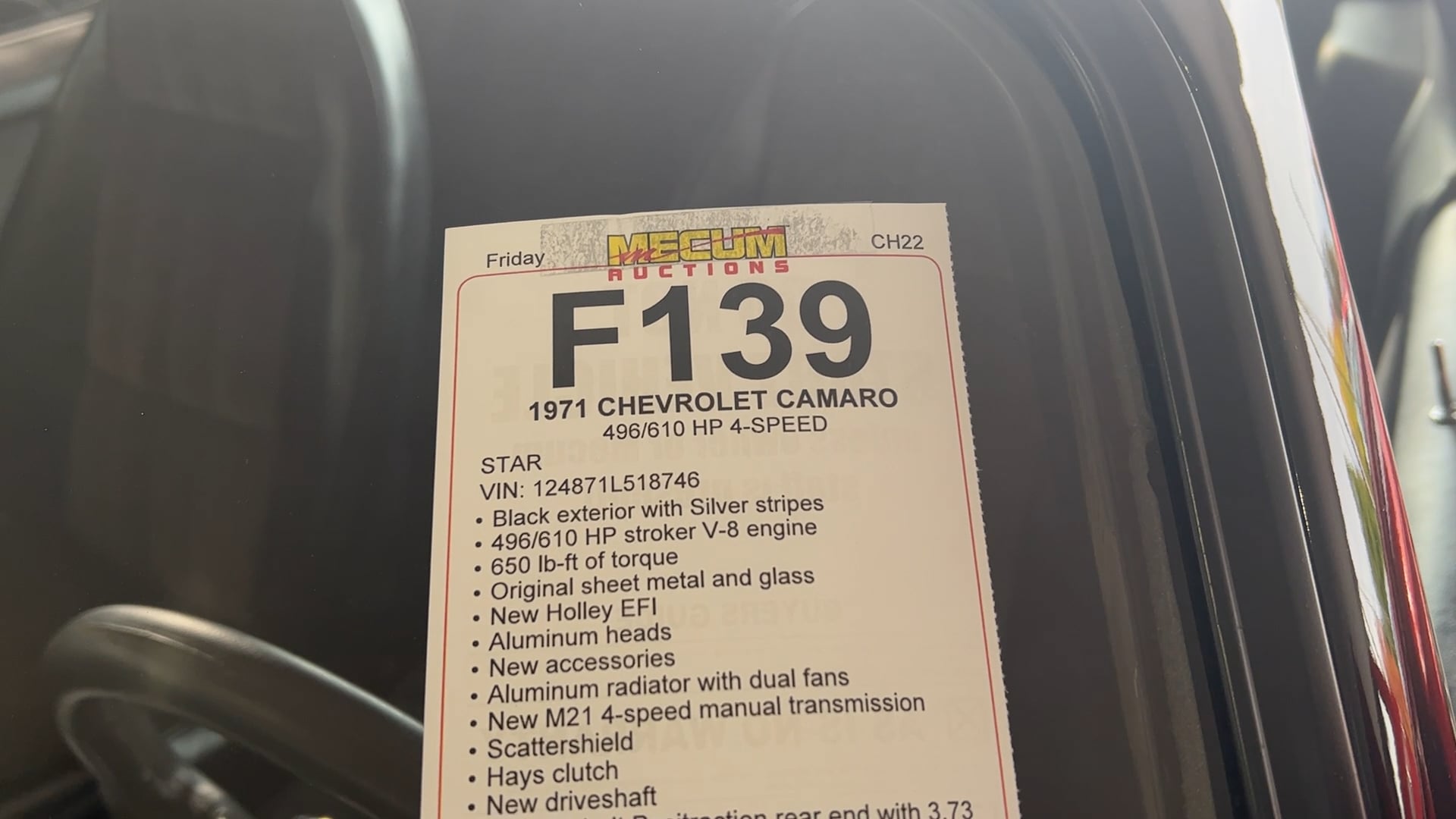 1971 Chevrolet Camaro | F139 | Chicago 2022