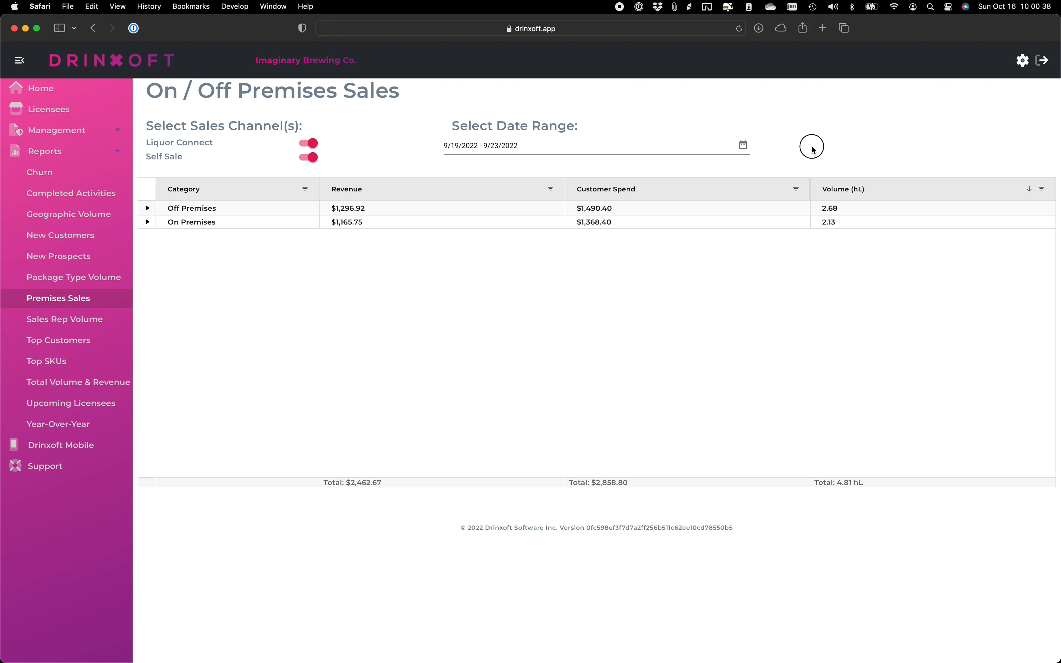 On Off Premises Sales Report on Vimeo