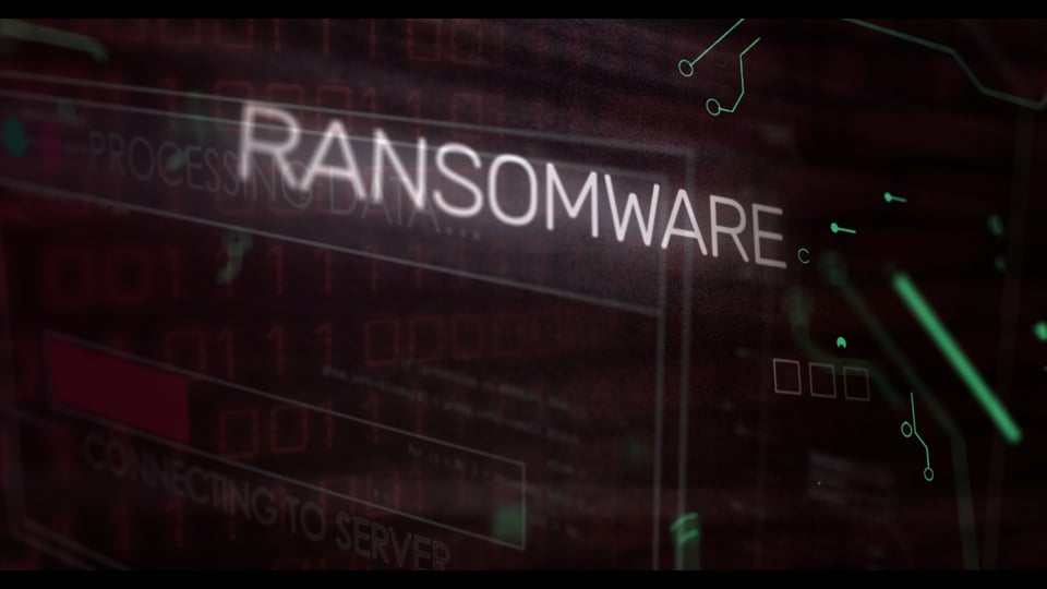 Animation Of Ransomware And Circuit Board Pattern Over Binary Codes Against Black Background 