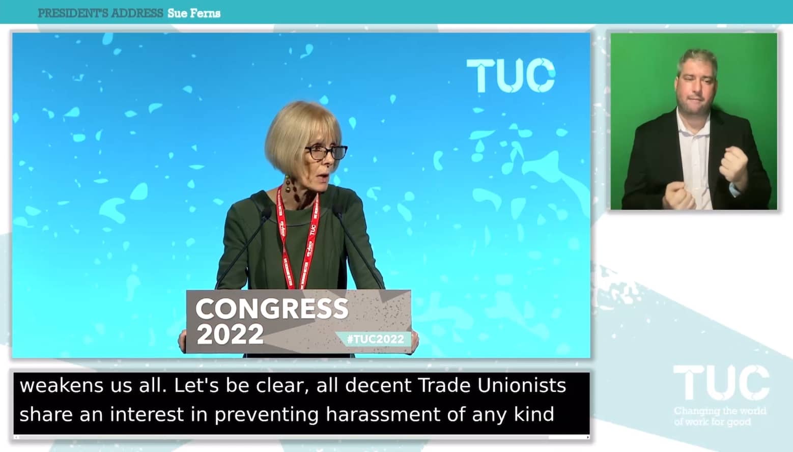Sue Ferns speech - TUC Congress 2022 on Vimeo