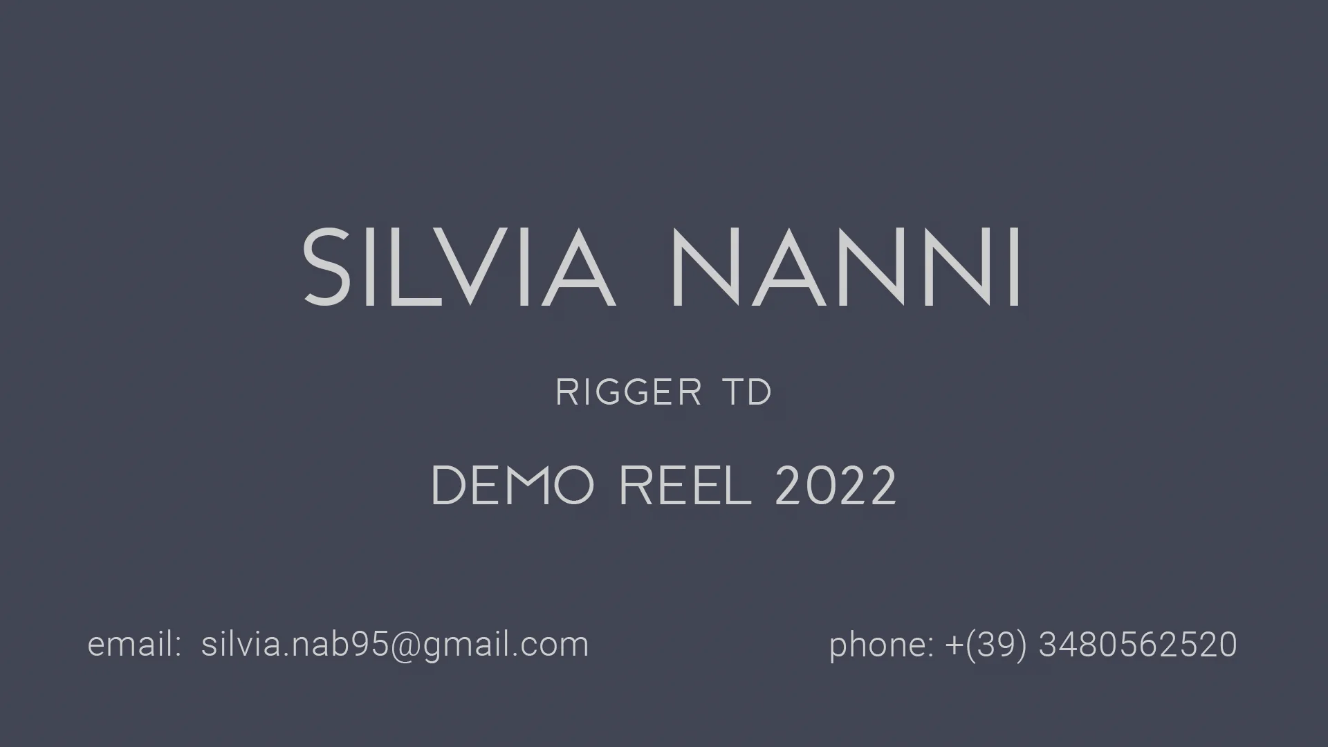Silvia Nanni Rigger TD Demo Reel 2022
