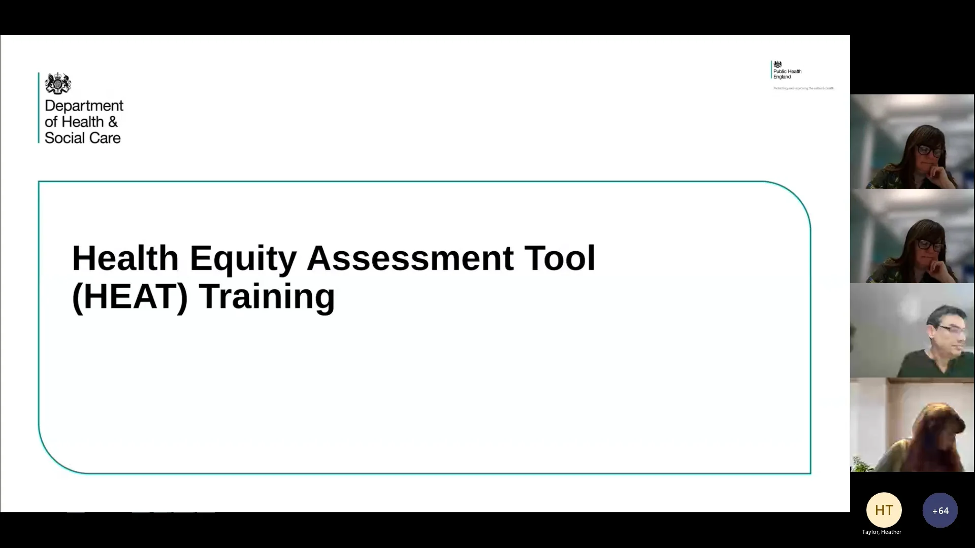 Heath Equity Assessment Tool (HEAT) Training Session 20/10/2022 on Vimeo