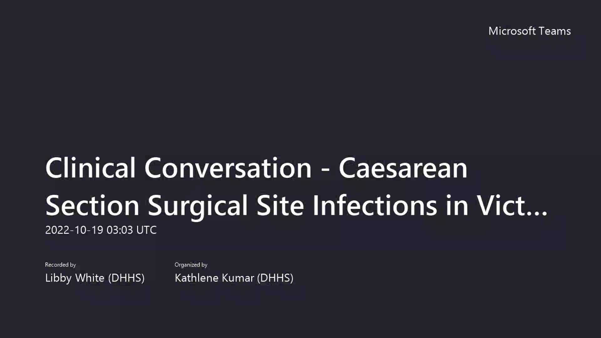 Clinical Conversation: Caesarean section surgical site infections in Victorian hospitals on Vimeo