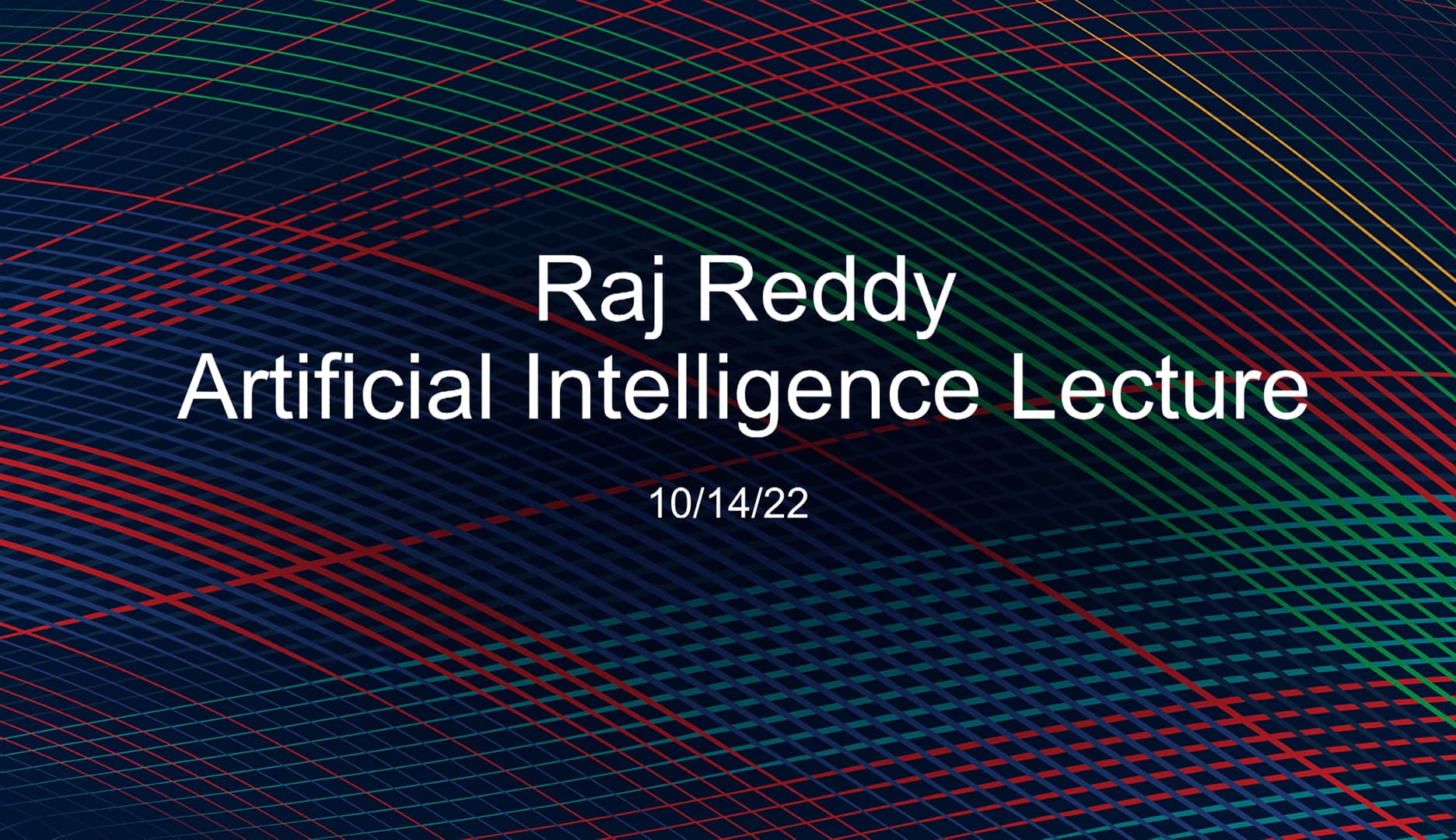 Raj Reddy Artificial Intelligence Lecture on Vimeo