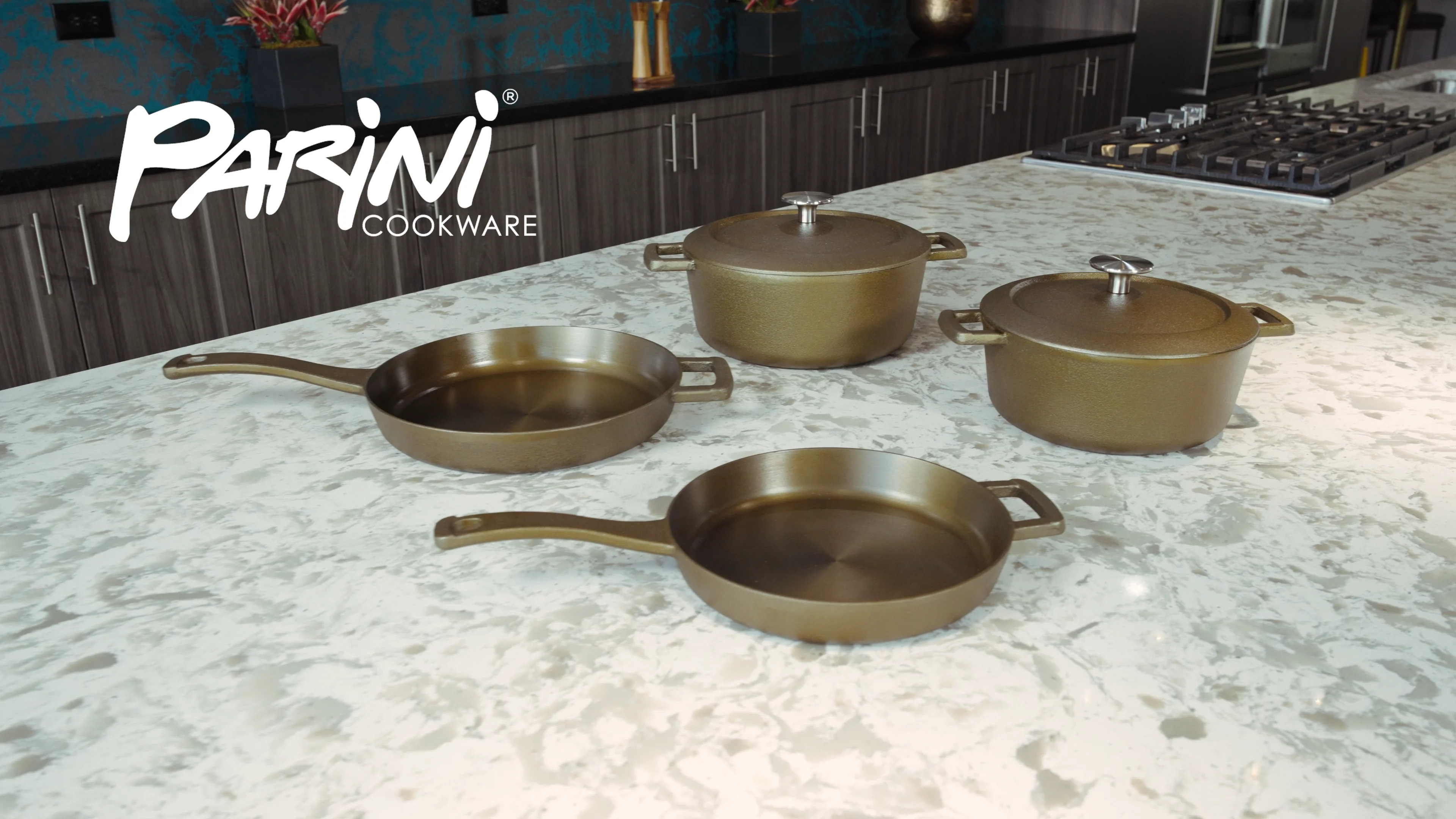 Golden Oil Pre-Seasoned Cast Iron Set by Parini