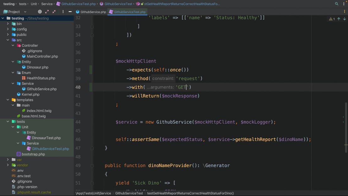 Mocking: Mock Objects > PHPUnit: Unit Testing with a Bite! | SymfonyCasts Mocking: Mock Objects > PHPUnit: Unit Testing with a Bite! | SymfonyCasts