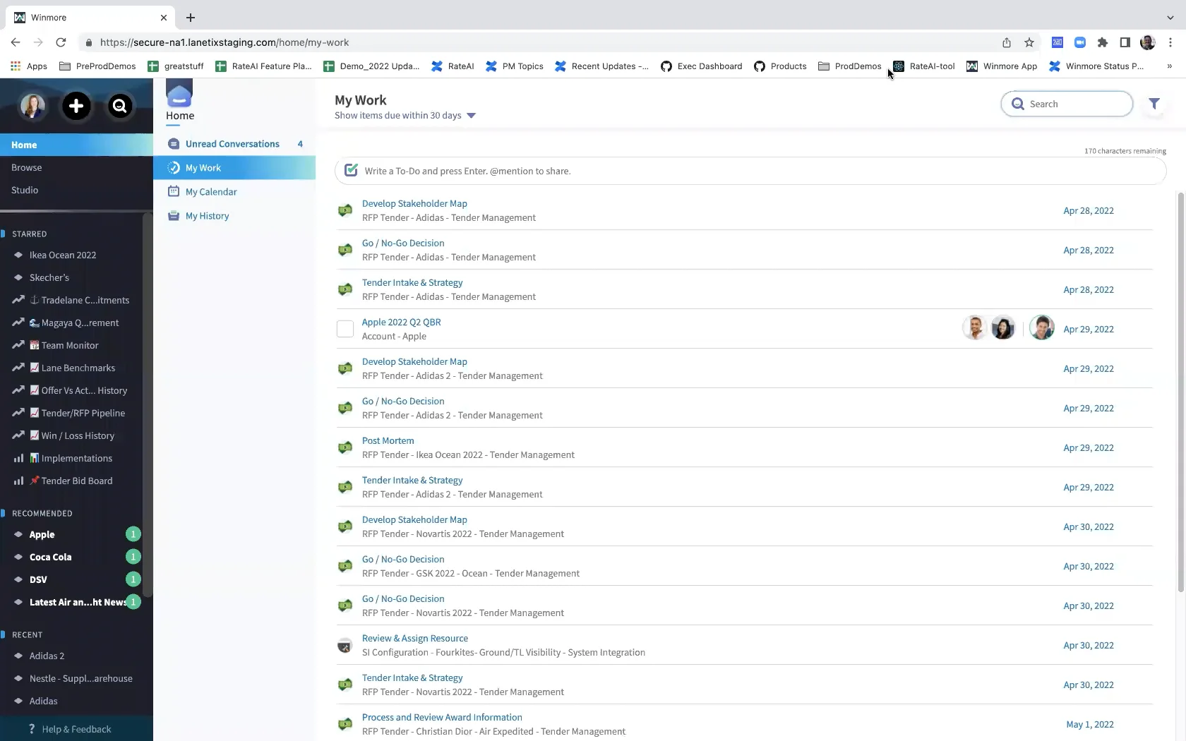 Winmore Demo: Tasks on Home Page on Vimeo