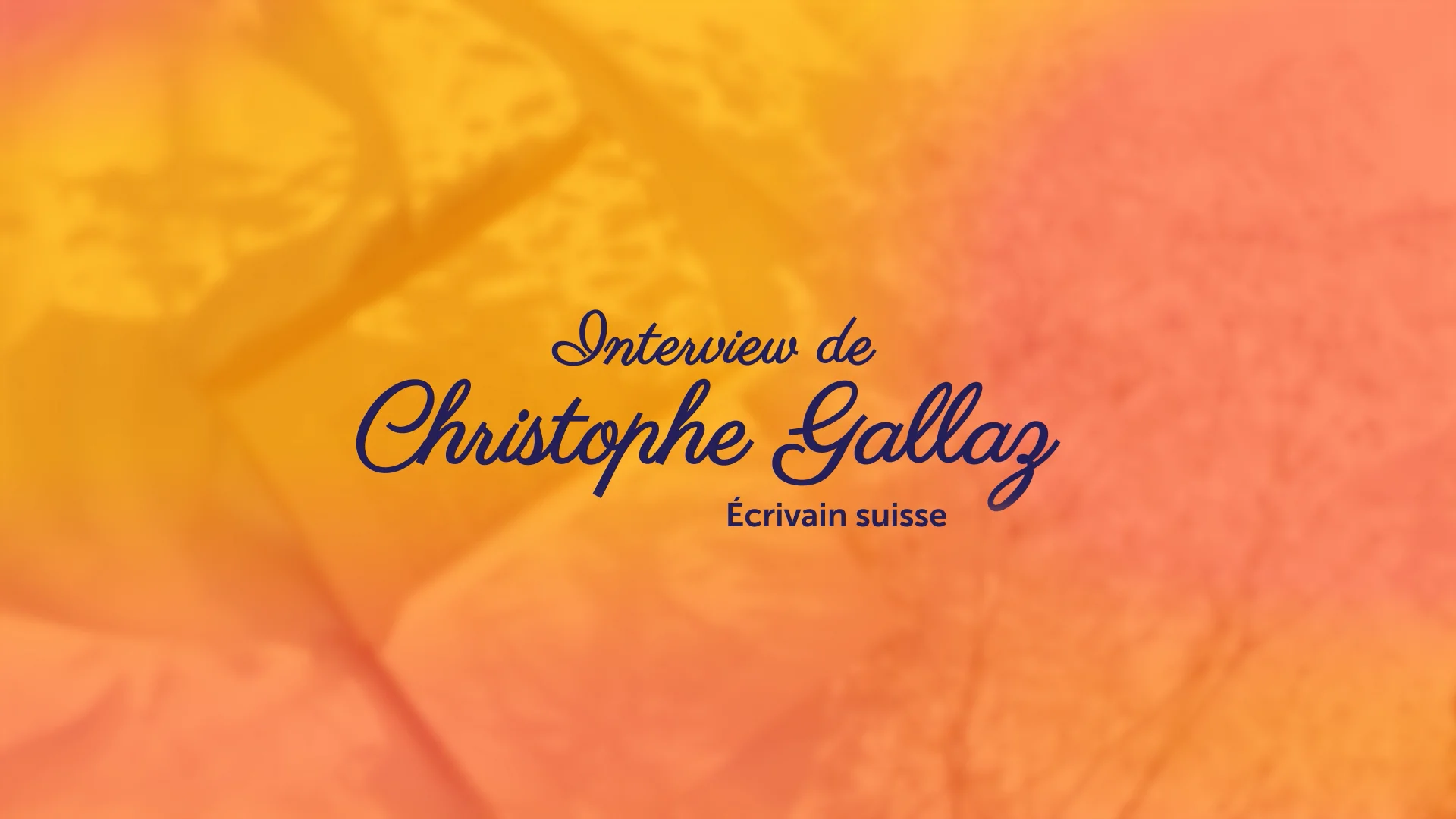 Interview de Christophe Gallaz - écrivain - Désir d'écrire on Vimeo