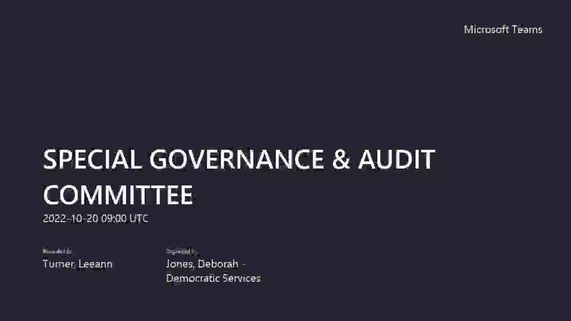 BGCBC Special Governance & Audit Committee - 20 October 2022.mp4 on Vimeo