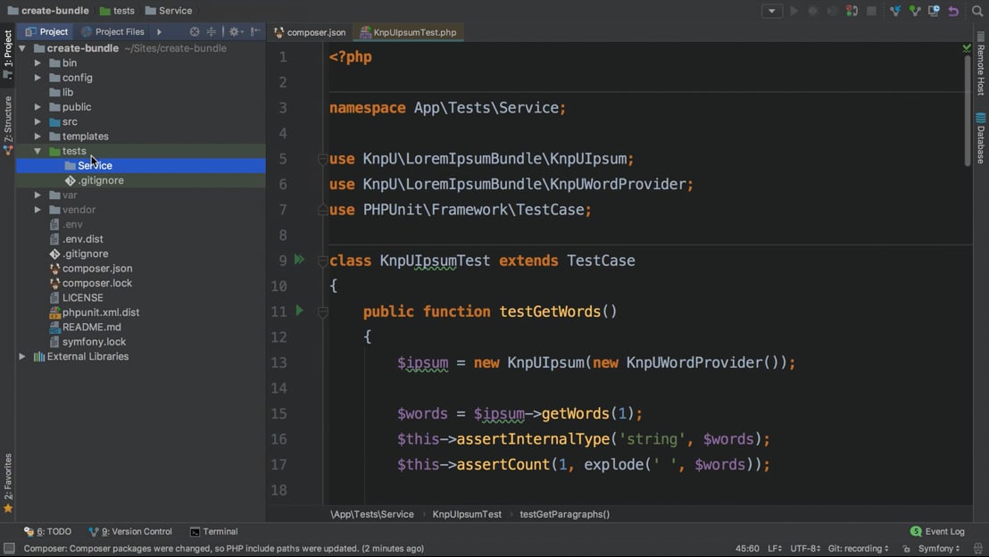 Testing the Bundle > Creating a Reusable (& Amazing) Symfony Bundle ...
