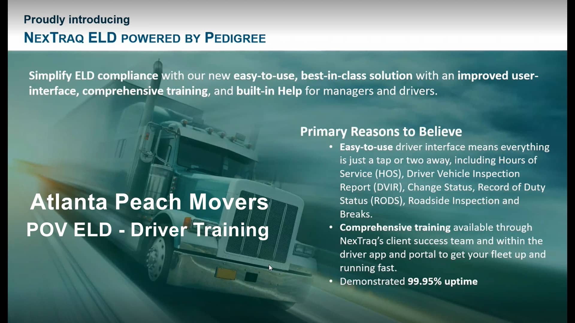 Atlanta Peach Movers - POV ELD - Driver Training.m4v on Vimeo