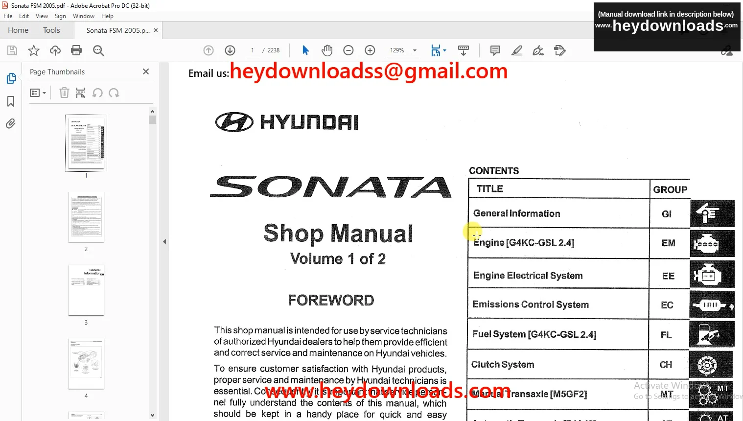 Hyundai Sonata Shop Manual & Electrical Troubleshooting Manual Volume 1 ...