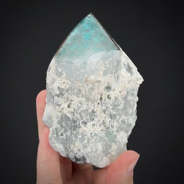 Ajoite included in Quartz (polished) | Messina Mine, Musina, Vhembe ...
