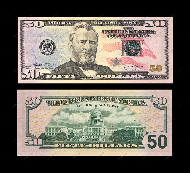 50 Dollar Bill Front And Back Play Money