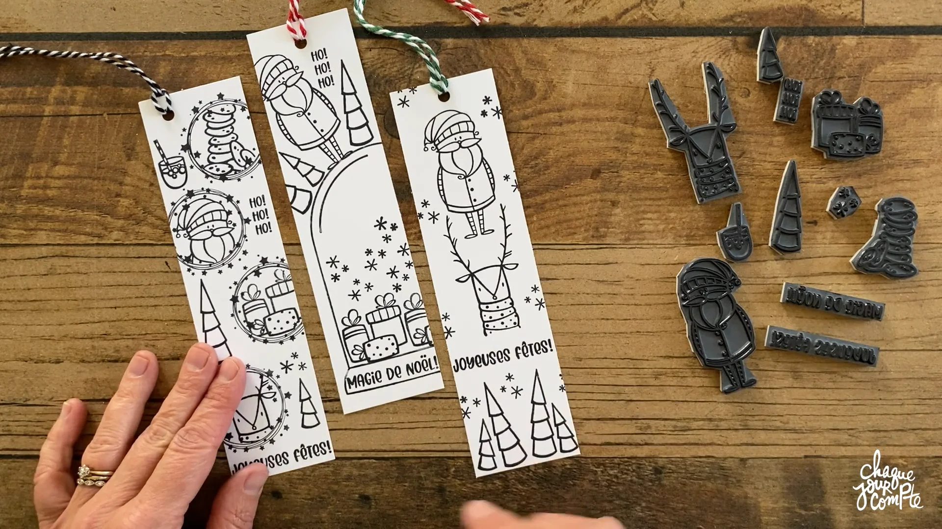 Signets de Noël à colorier avec les étampes de Karine Allie!