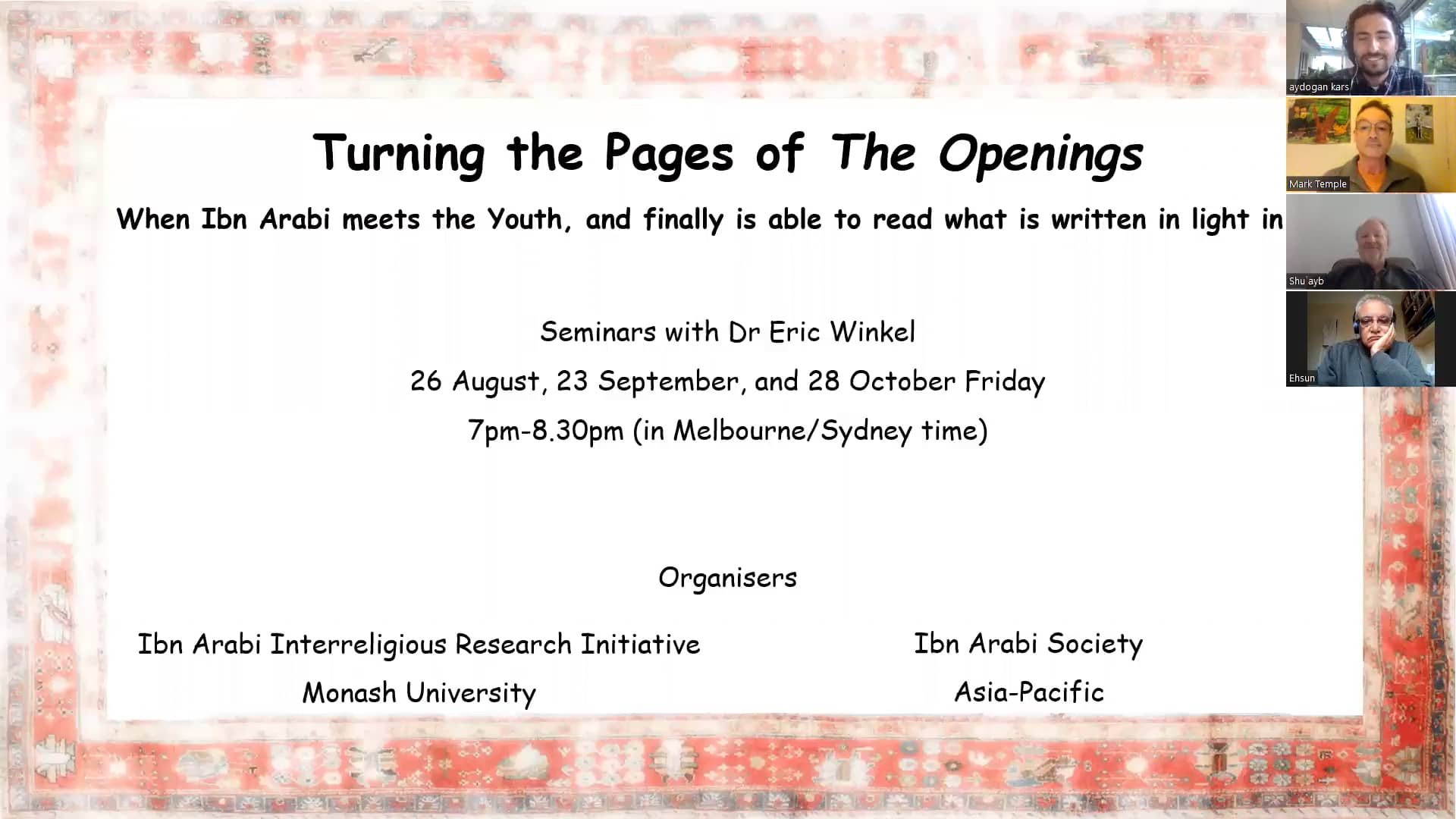 Turning the Pages of The Openings: Seminars with Dr Eric Winkel ...