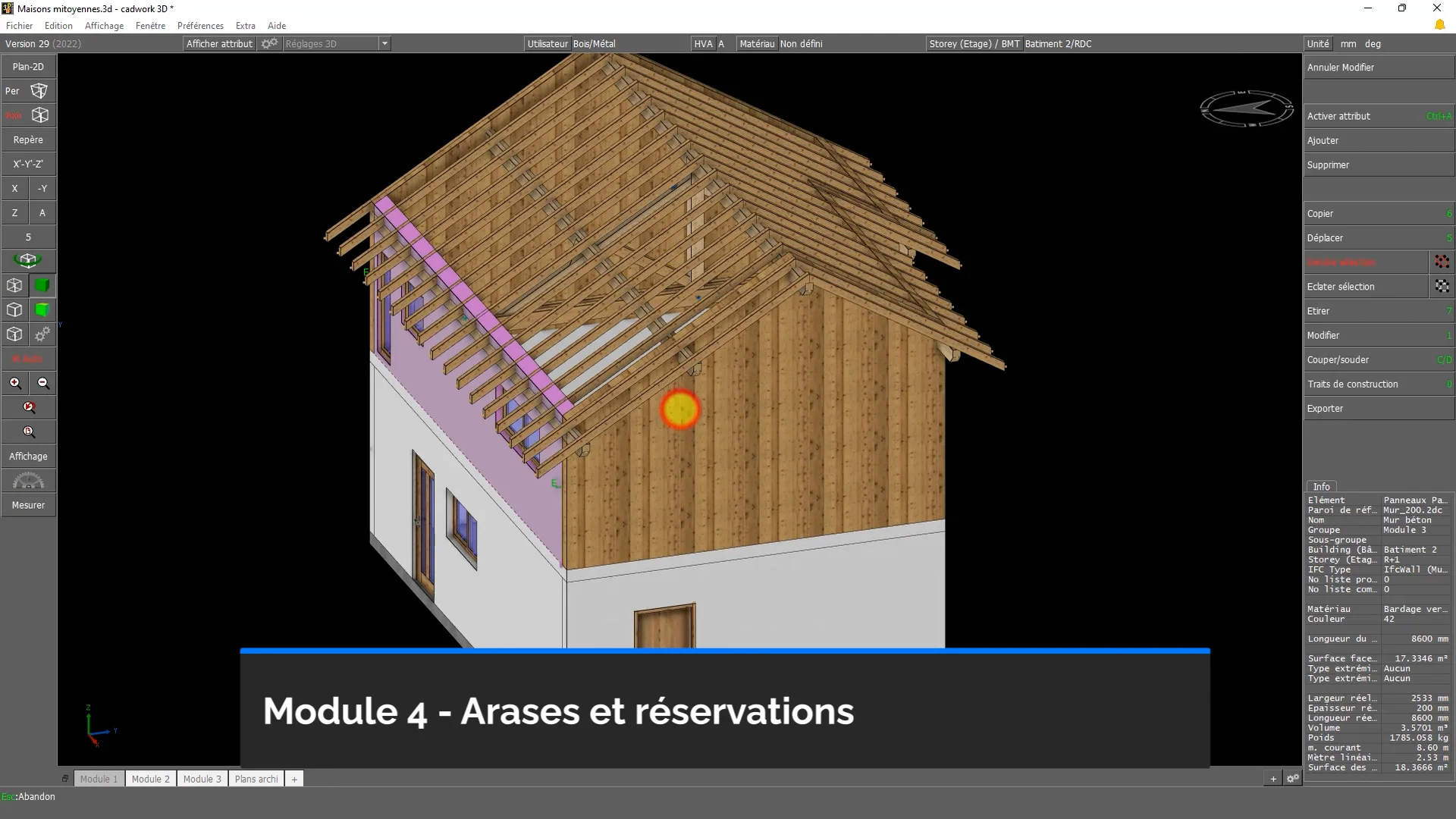 Module 4 - Charpente - Module 4 - 05 - Arases et réservations on Vimeo