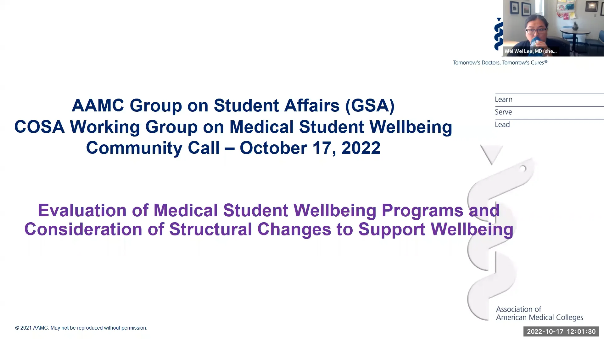 October 17, 2022 GSA COSA Working Group on Medical Student Wellbeing ...