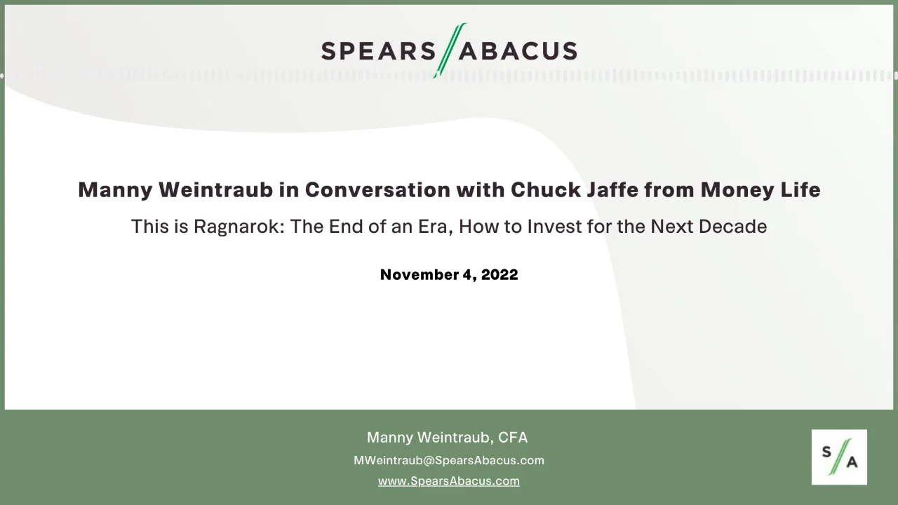 Manny Weintraub from Spears Abacus with Chuck Jaffe from Money Life on ...