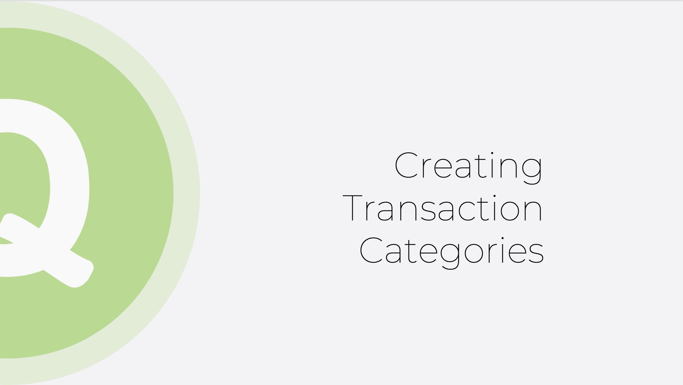 4. Creating Transaction Categories