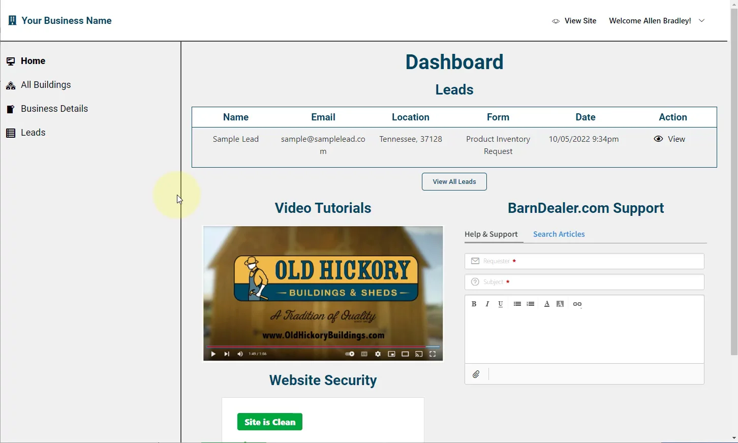Adding Business Details