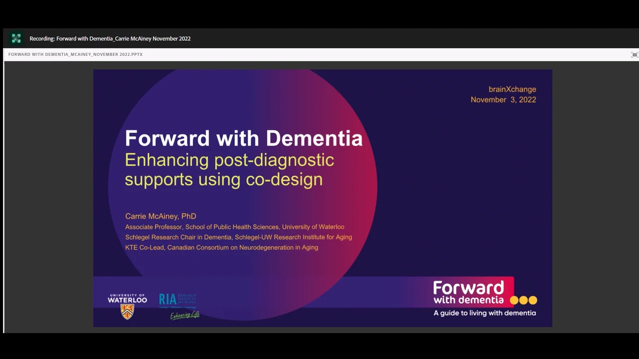 Forward with Dementia: Enhancing post diagnostic supports using co design