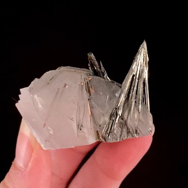 Millerite on Calcite (rare locality specimen) (ex Kurt Hefendehl ...