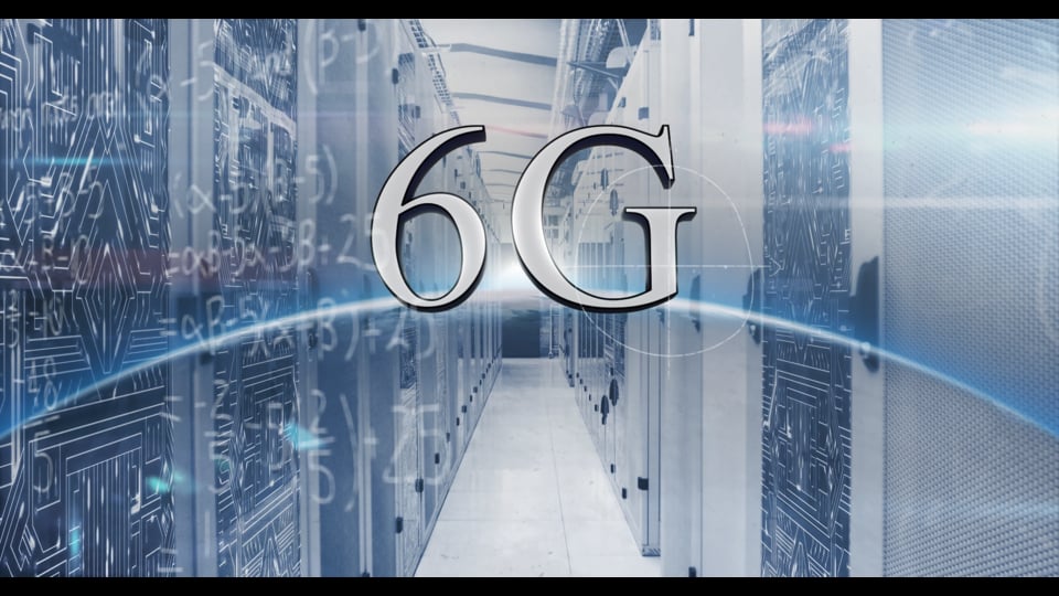 Animation Of 6g Text Banner And Mathematical Equations Over Globe Against Computer Server Room