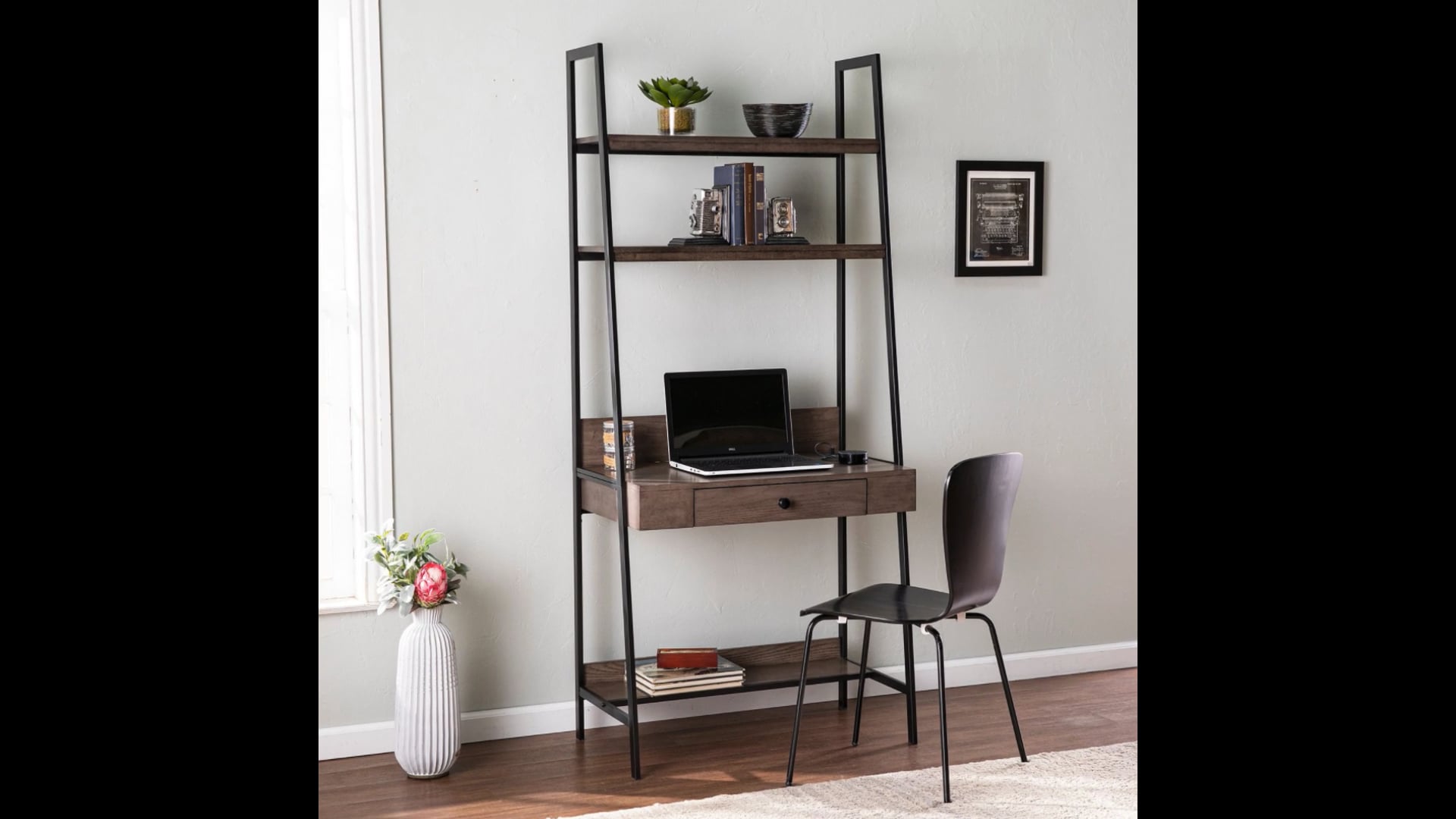 Elora Industrial Ladder Desk With Storage - Industrial - Desks And ...