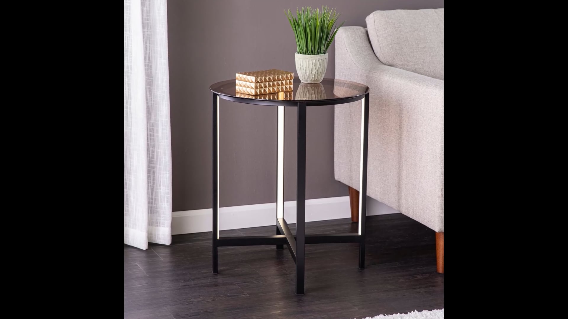 Alexandria Round End Table With LED Lighting - Transitional - Side ...