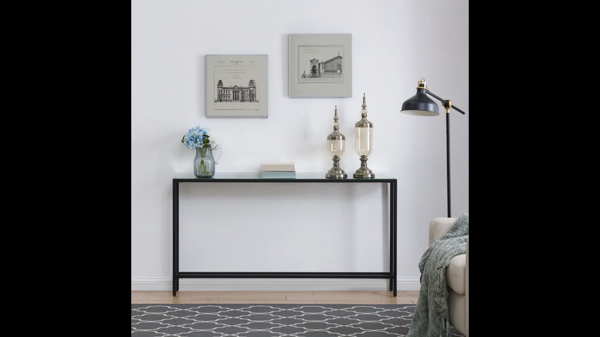 Waxholme Narrow Long Console Table With Mirrored Top - Transitional ...