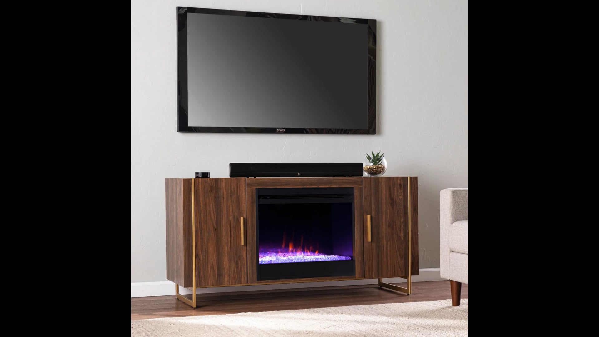 Vicente Color Changing Fireplace With Media Storage - Contemporary ...