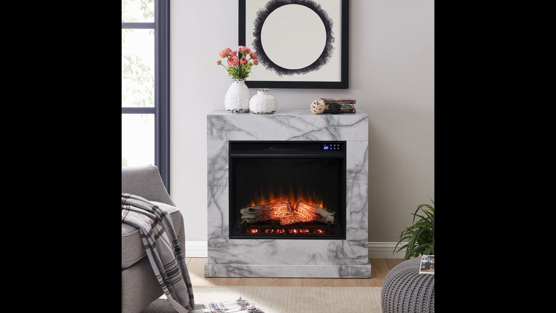 Vizela Faux Marble Electric Fireplace - Transitional - Indoor ...